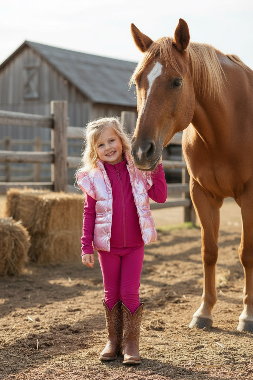 Pink Iridescent Puffer Vest – Neon Spur